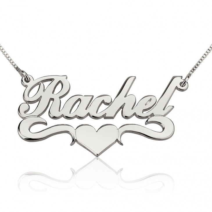 Sterling Silver Classic Name Necklace with Underline & Heart - Order Now!