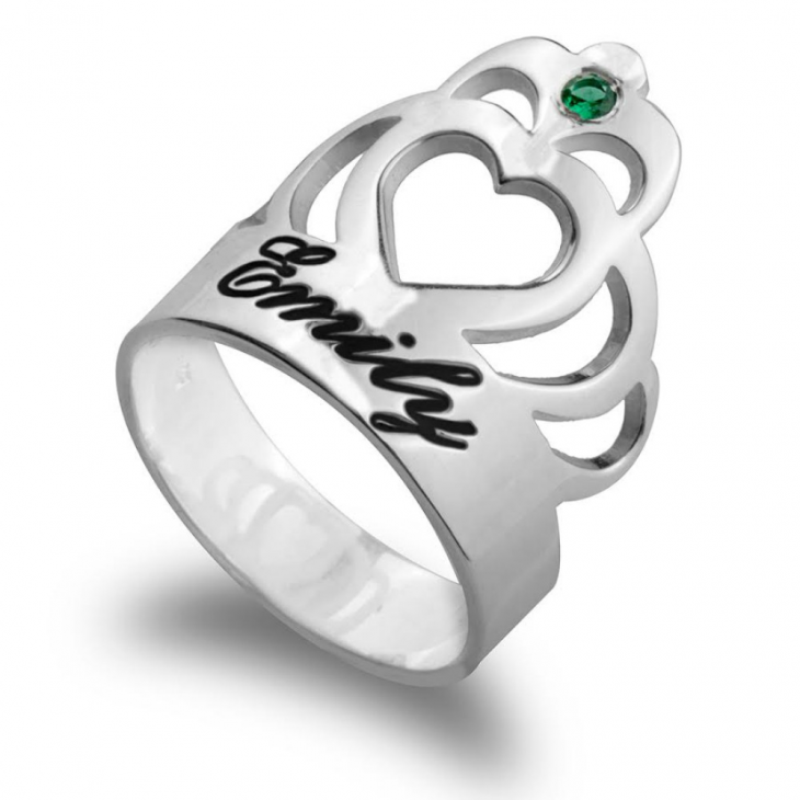 Personalized Engraved Crown Ring