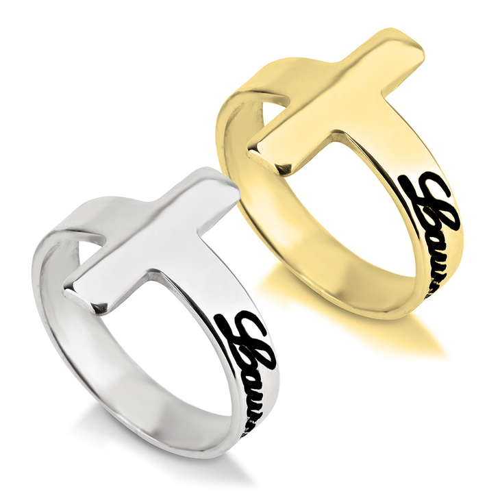Personalized Cross Ring
