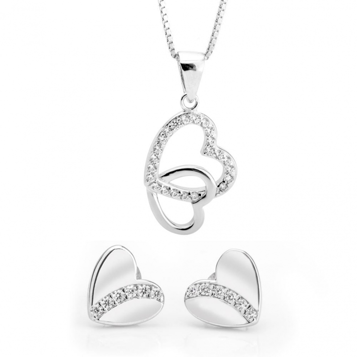 Heart Necklace And Earring Set