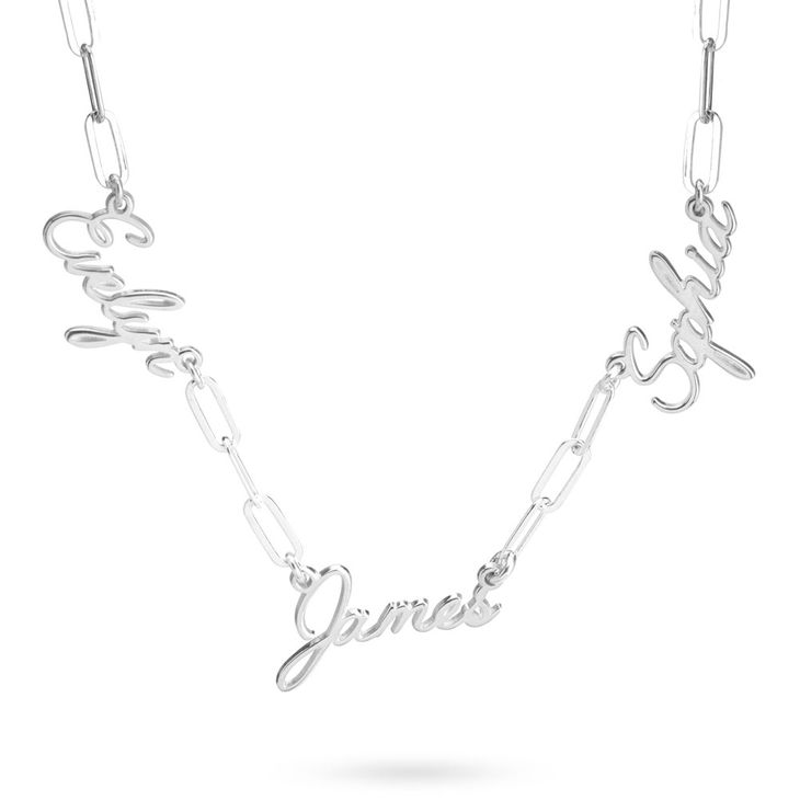 Multi Name Necklace - Paperclip Chain