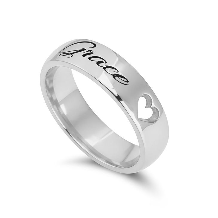 Personalized Engraved Ring with Cut Out Heart