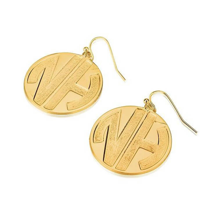 24k Gold Plated 2 Sparkling Letters Monogram Earrings