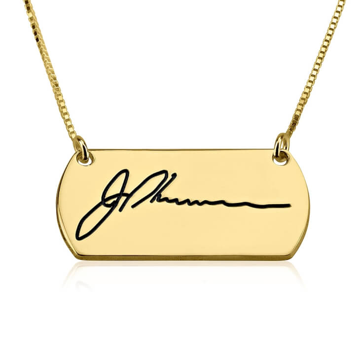 24k Gold Plated Signature Bar Necklace - Free Shipping!